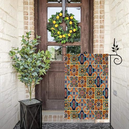 Double-sided garden flag Mexican Talavera Tiles Boho Print Outdoor Flag Garden Flag Yard Outdoor Decoration (12×18in).