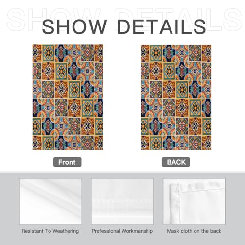 Double-sided garden flag Mexican Talavera Tiles Boho Print Outdoor Flag Garden Flag Yard Outdoor Decoration (12×18in).