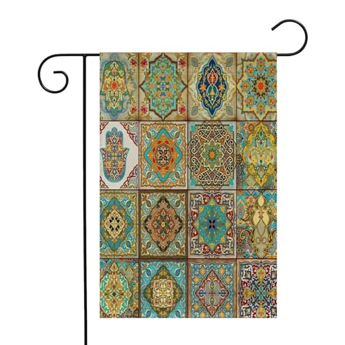 Double-sided garden flag Mandala Talavera Mexican Tiles Outdoor Flag Garden Flag Yard Outdoor Decoration (12×18in).