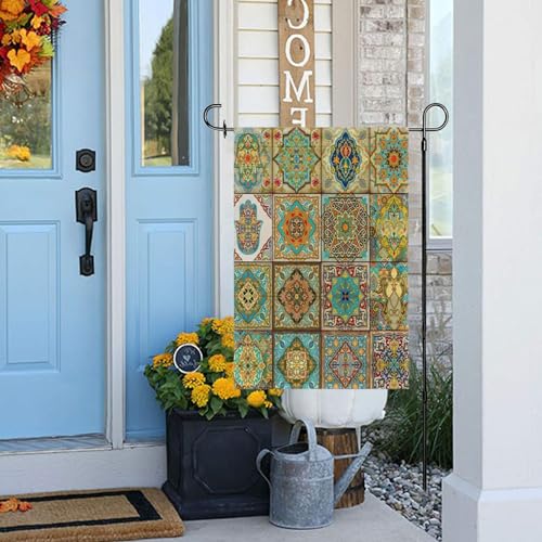Double-sided garden flag Mandala Talavera Mexican Tiles Outdoor Flag Garden Flag Yard Outdoor Decoration (12×18in).