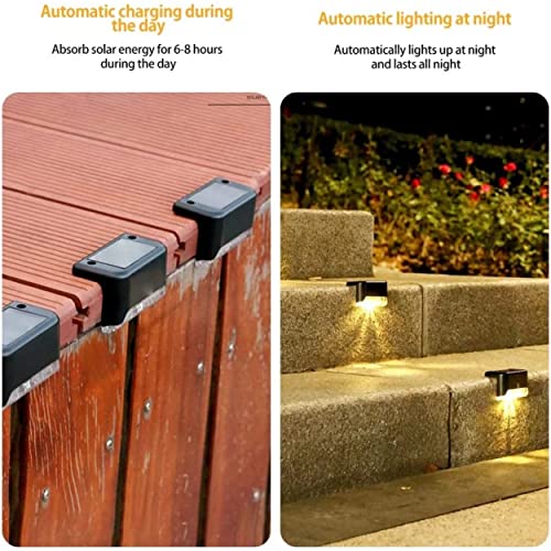 Solar Powered Outdoor Lights 16 Pack by Village Eight - Waterproof Solar Lights for Stairs Pathway Deck Patio Garden Lights - Weatherproof Automatic On (Warm White)