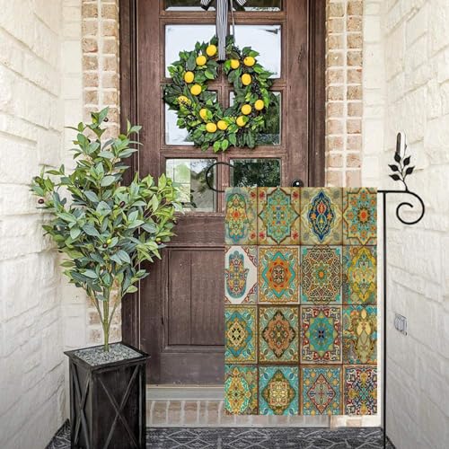 Double-sided garden flag Mandala Talavera Mexican Tiles Outdoor Flag Garden Flag Yard Outdoor Decoration (12×18in).