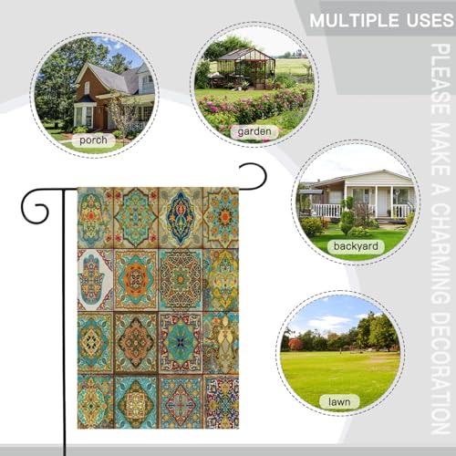Double-sided garden flag Mandala Talavera Mexican Tiles Outdoor Flag Garden Flag Yard Outdoor Decoration (12×18in).