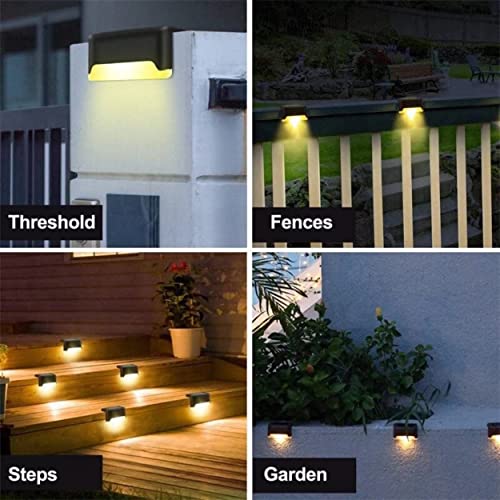 Solar Powered Outdoor Lights 16 Pack by Village Eight - Waterproof Solar Lights for Stairs Pathway Deck Patio Garden Lights - Weatherproof Automatic On (Warm White)
