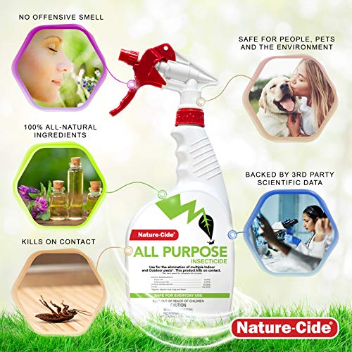 Nature-Cide All Purpose Insecticide. All Natural Roach Killer, Spider, Mosquito and Ant Spray to Keep Your Home Safe. Kills on Contact. No Strong Odor. 32 oz