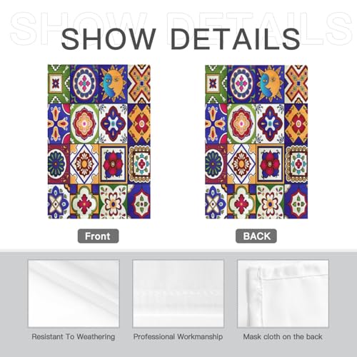 Double-sided garden flag Mexican Talavera Ceramic Tile Pattern Ethnic Folk Outdoor Flag Garden Flag Yard Outdoor Decoration (12×18in).
