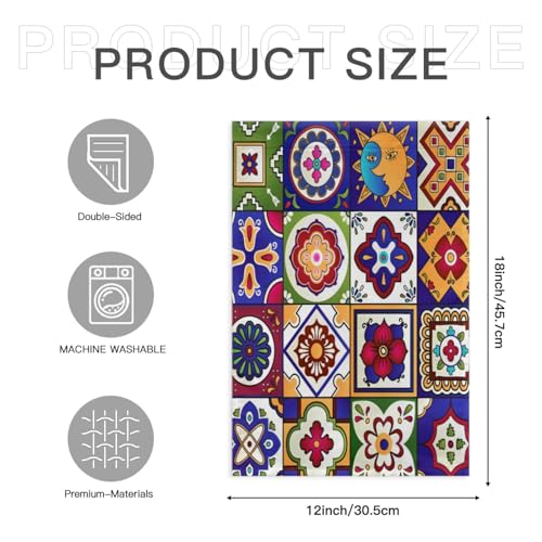 Double-sided garden flag Mexican Talavera Ceramic Tile Pattern Ethnic Folk Outdoor Flag Garden Flag Yard Outdoor Decoration (12×18in).