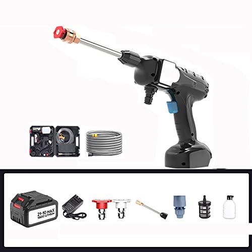 21V Cordless Power Washer with Accessories Portable Electric High Pressure Washer Gun for Cars Gardens Terraces Windows Cleaning Works