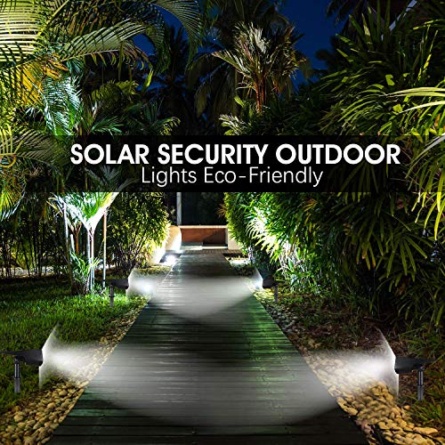 WBM Smart 20 LEDs Solar Landscape Spotlights, IP67 Waterproof, 2-in-1 Wireless Outdoor Security Lights for Yard Garden Driveway Porch Walkway Pool Patio, 4 Pack