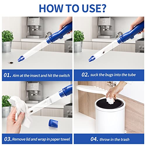 Vacuum Bug Catcher, Spider and Insect Traps Catcher with USB Rechargeable Bug Pest Control,Insects and Handheld Bug Catcher with LED Flashlight for Stink Bug,Beetle,Pest Suction Trap