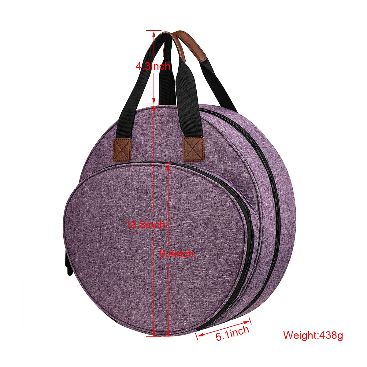 Shinyzone Cross Stitch Storage Bag Purple,Embroidery Projects Bag,Sewing Crafts Storage Tote Bag,Knitting Bags with Zipper Pockets Organiser for Embroidery Hoops,Charts and Threads