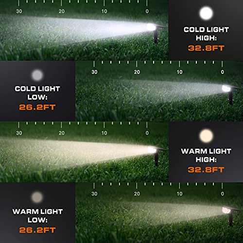 EverBrite 30 LEDs Solar Landscape Spotlights Outdoor, IP67 Waterproof Solar Powered Garden Lights, 2-in-1 Solar Outdoor Lights, 4 Modes Decorative Path Lights for Yard Porch Driveway, 2 Pack