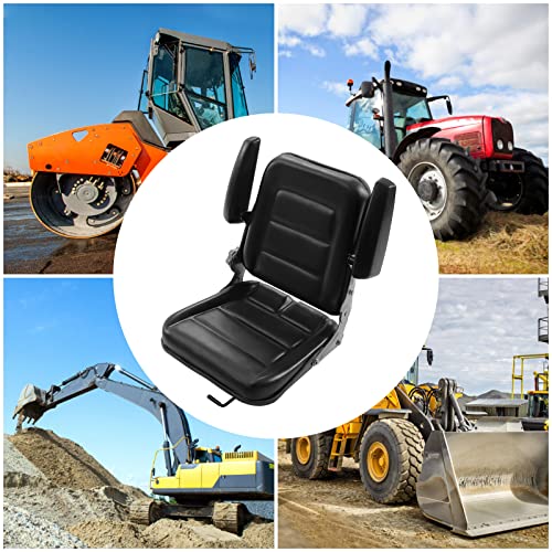 Black Universal Seat, Replacement Forklift Seat Garden Tractor Seat Universal Lawn Mower Seat Tractor Suspension Seat with Adjustable Backrest