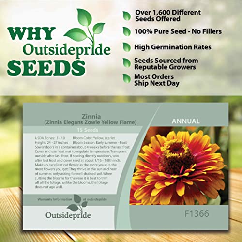 Outsidepride Zinnia Zowie Yellow Flame Heat & Drought Tolerant Garden Cut Flowers - 30 Seeds