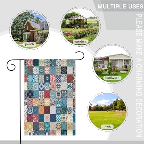 Double-sided garden flag Talavera Mexican Tiles Outdoor Flag Garden Flag Yard Outdoor Decoration (12×18in).