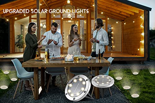 Solar Garden Lights, Plastic Diamond Cover Solar Ground Disk Lights Out Door Waterproof, Decorative Path in-Ground Lights Powered by Solar, for Lawn, Path, Yard, Step and Walkway (warm,4 pack)