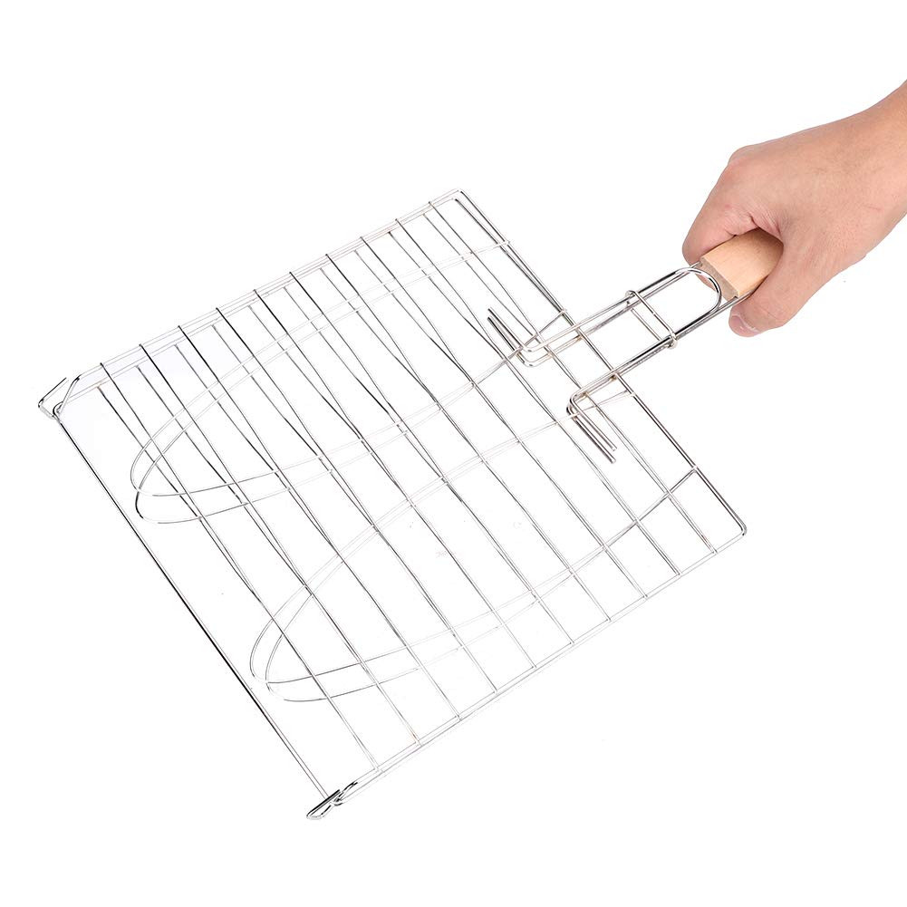 Grill Basket,Stainl Steel Rolling Grilling Baskets,Non-Stick Handle BBQ Net Barbecue Mesh for Outdoor Grilling,Fish Meat Grill Basket for BBQ Oven