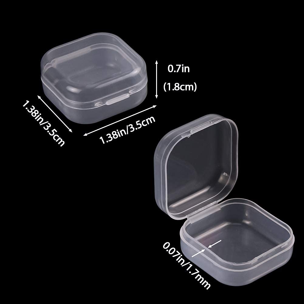 DUOFIRE Small Containers with Lids 24 Packs Plastic Box Clear Small Storage Containers Bead Organizer for Beads, Crafts, Jewelry, Small Items (1.38x1.38x0.7 Inches)
