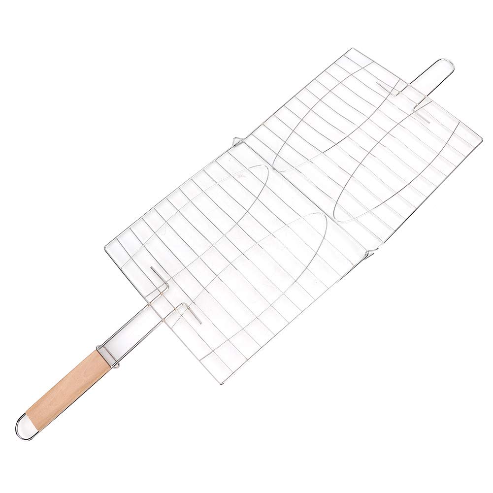 Grill Basket,Stainl Steel Rolling Grilling Baskets,Non-Stick Handle BBQ Net Barbecue Mesh for Outdoor Grilling,Fish Meat Grill Basket for BBQ Oven