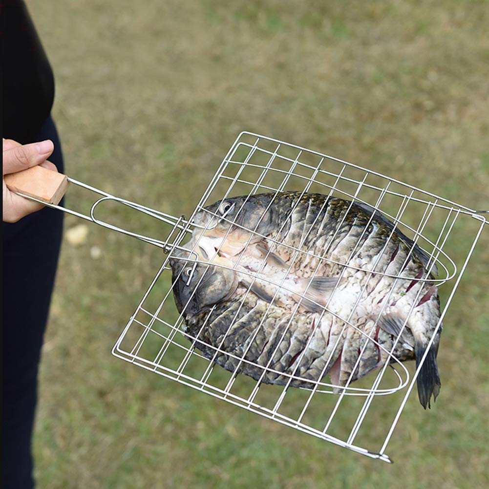 Grill Basket,Stainl Steel Rolling Grilling Baskets,Non-Stick Handle BBQ Net Barbecue Mesh for Outdoor Grilling,Fish Meat Grill Basket for BBQ Oven