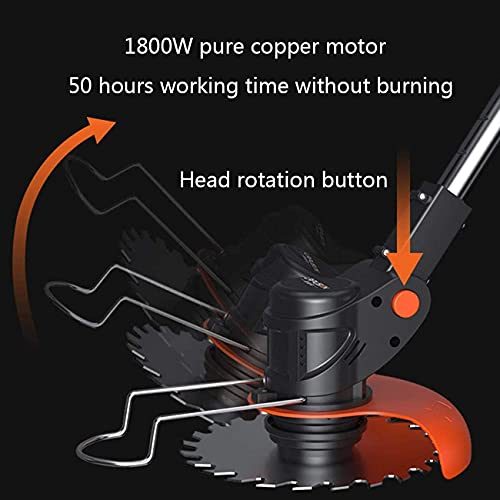 YRCWZF 6000rpm 1800W Telescopic Garden Strimmer, Powerful Telescopic Garden Lawn Edge Mower with Fast Charger & Three Kinds Spare Blades