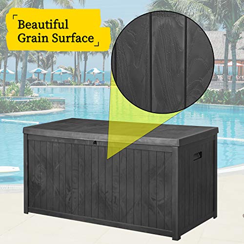 Patio Cushion Storage Box Waterproof Outdoor Deck Storage Box Lockable for Garden,Backyard,Pool,Lawn 120 -Gallons(Black)