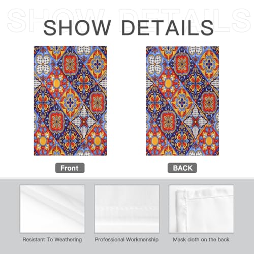 Double-sided garden flag Mexican Talavera Ceramic Tile Pattern Ethnic Folk Outdoor Flag Garden Flag Yard Outdoor Decoration （12×18in）.