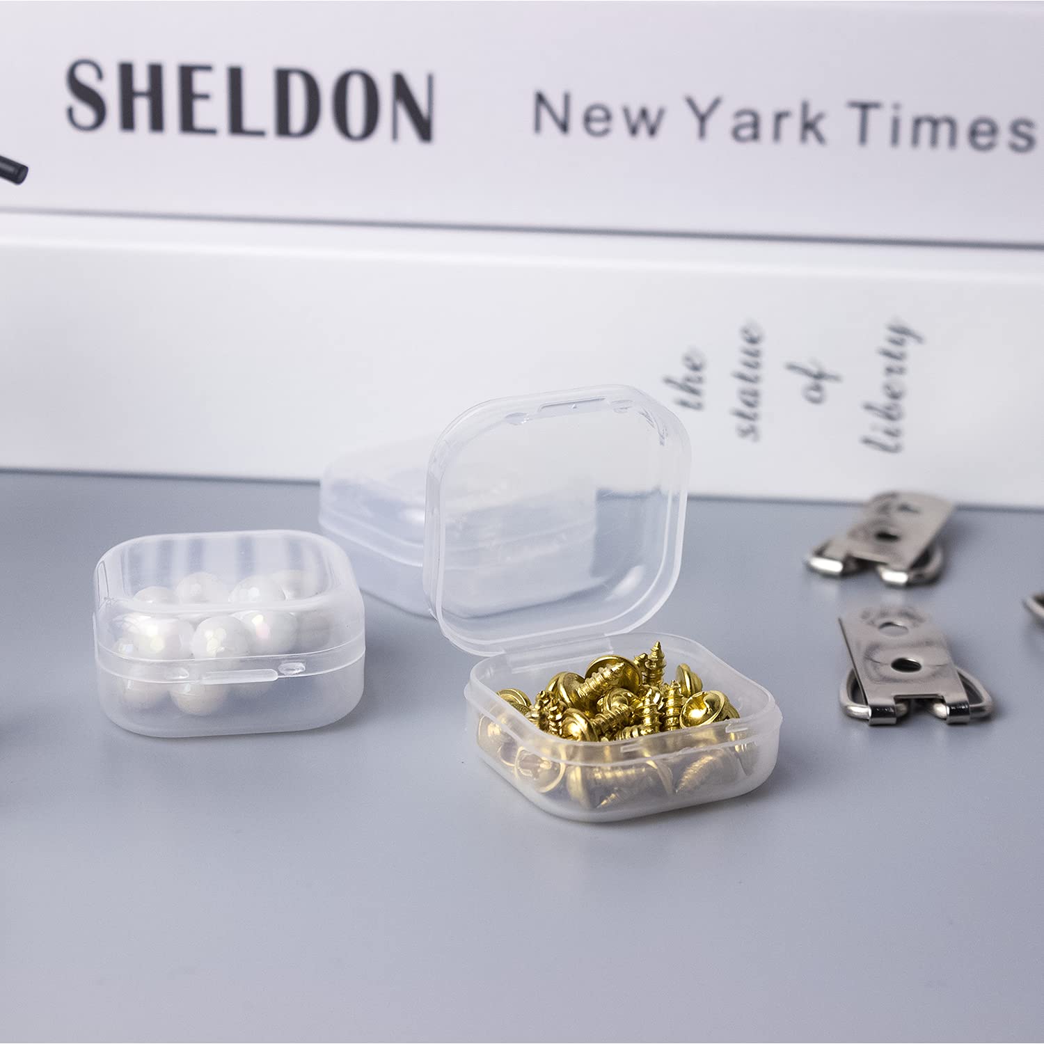 DUOFIRE Small Containers with Lids 24 Packs Plastic Box Clear Small Storage Containers Bead Organizer for Beads, Crafts, Jewelry, Small Items (1.38x1.38x0.7 Inches)