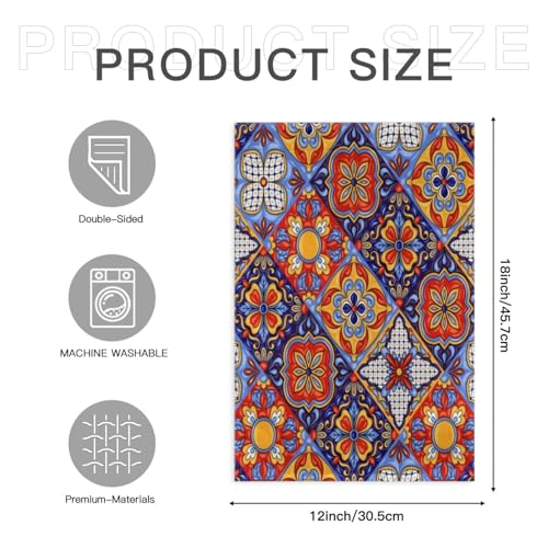 Double-sided garden flag Mexican Talavera Ceramic Tile Pattern Ethnic Folk Outdoor Flag Garden Flag Yard Outdoor Decoration （12×18in）.