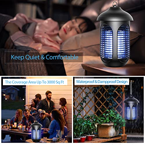 Bug Zapper Outdoor, 4800V Electric Mosquito Killer, Waterproof Mosquito Zapper Insect Fly Trap with Attractant