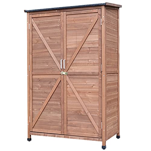 Wooden Garden Tool Storage Cabinet, Extra Tall Outdoor Shed for Patio Furniture, Lawn Mower, Backyard Storage Organizer, Large Lockable Garden House (Size : A)