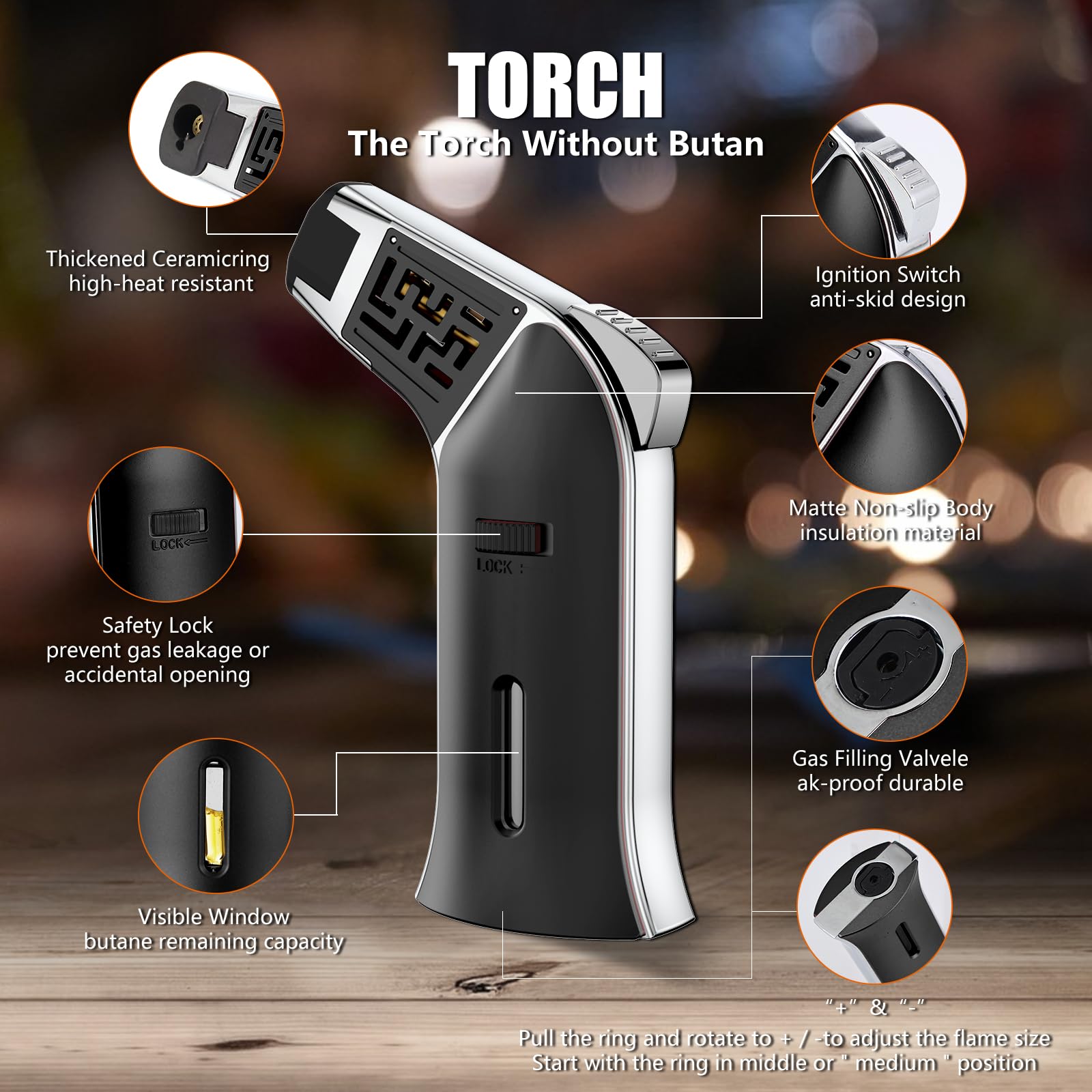 DANIAU Cocktail Smoker Kit, Smoking Gun for Food, Old Fashioned Cocktail Whiskey Drink Smoker Infuser Kit, Bourbon Gifts for Men (Torch Only)