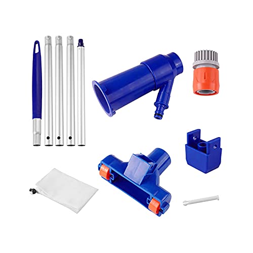 Pool Cleaner Portable Swimming Pool Fountain Vacuum Brush Cleaner Cleaning Tool with 5 Section Pole can be Attached to Garden Hose Underwater Cleaner for Above Spa Pool Ground Tub Pond Fountain