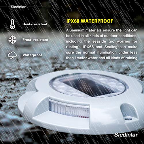SIEDiNLAR Solar Deck Lights Driveway Dock LED Light Solar Powered Outdoor Waterproof Road Markers for Pathway Step Stair Garden Ground Sidewalk Yard 12 Pack (Warm White)