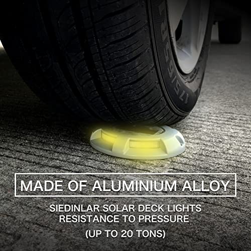 SIEDiNLAR Solar Deck Lights Driveway Dock LED Light Solar Powered Outdoor Waterproof Road Markers for Pathway Step Stair Garden Ground Sidewalk Yard 12 Pack (Warm White)