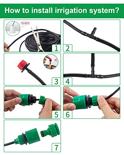 MSDADA 82ft Drip Irrigation Kits Garden Irrigation Accessories, Plant Watering System with 1/4β Blank Distribution Tubing Hose,DIY Plant Garden Hose Watering Kit (Red)