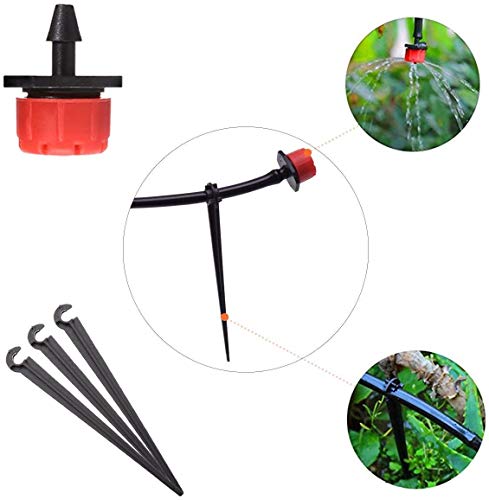MSDADA 82ft Drip Irrigation Kits Garden Irrigation Accessories, Plant Watering System with 1/4β Blank Distribution Tubing Hose,DIY Plant Garden Hose Watering Kit (Red)
