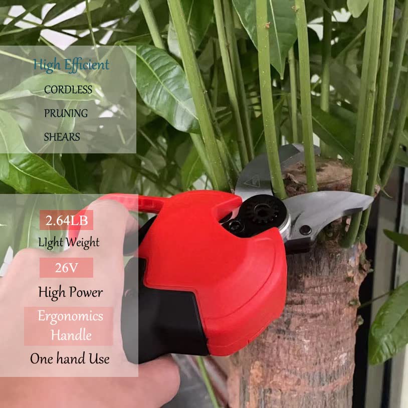 Zfyoung Electric Pruning Shears, 30mm(1.18 Inch) Cutting Diameter, Professional Cordless Pruner Branch Trimmer, Electric Branch Scissors with 2PCS Rechargeable Lithium Battery Powered, Garden Tools