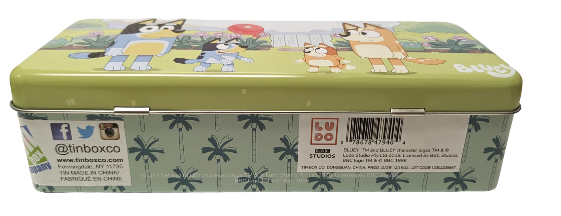 The Tin Box Company Bluey Pencil Box with Handle Clasp & Hinge, Model: 479407-12