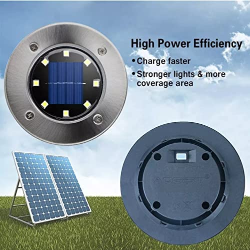 Monroe's Parloir LED Solar Lights, 8 LED's Per Solar Disk Lights, Outdoor Waterproof Solar In Ground Lights for Garden, Landscape, Pathway, Patio, and Driveway, 4 Pack (Cool White)