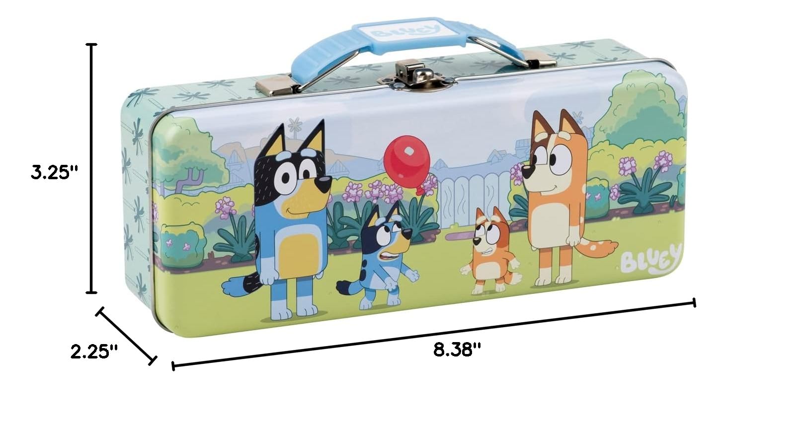 The Tin Box Company Bluey Pencil Box with Handle Clasp & Hinge, Model: 479407-12