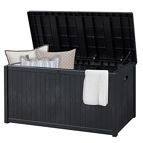SUNVIVI OUTDOOR Patio Storage Deck Box, 120 Gallon Outdoor Deck Boxes with Handles Water-Resistant Storage Box Container for Outdoor Pillows/Cushions, Garden Tools and Pool Toys