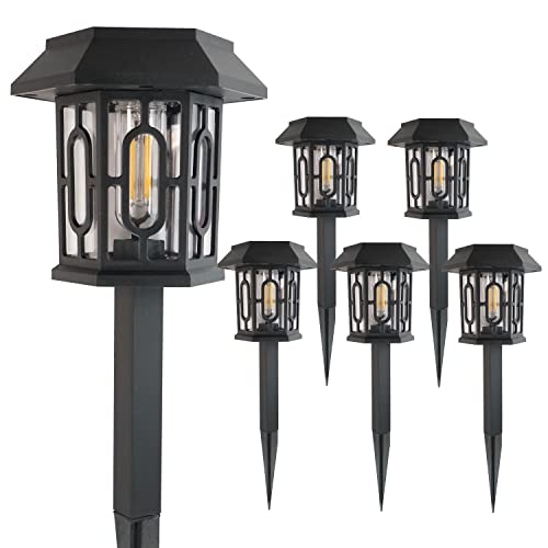 MSMKEJI 6 Pack Solar Light Outdoor Garden Patio Pathway Landscape Lights,IP67 Waterproof Solar Path Lights,Solar Powered Garden Lights for Walkway Yard Backyard Lawn Landscape Decorative