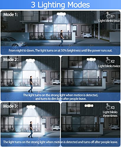 HAARAY Solar Outdoor Lights Motion Sensor Outdoor Lights with Ground Stakes, 208 LED Super Bright IP65 Waterproof 3 Head Security Flood Lights for Front Door Garden Porch Fence