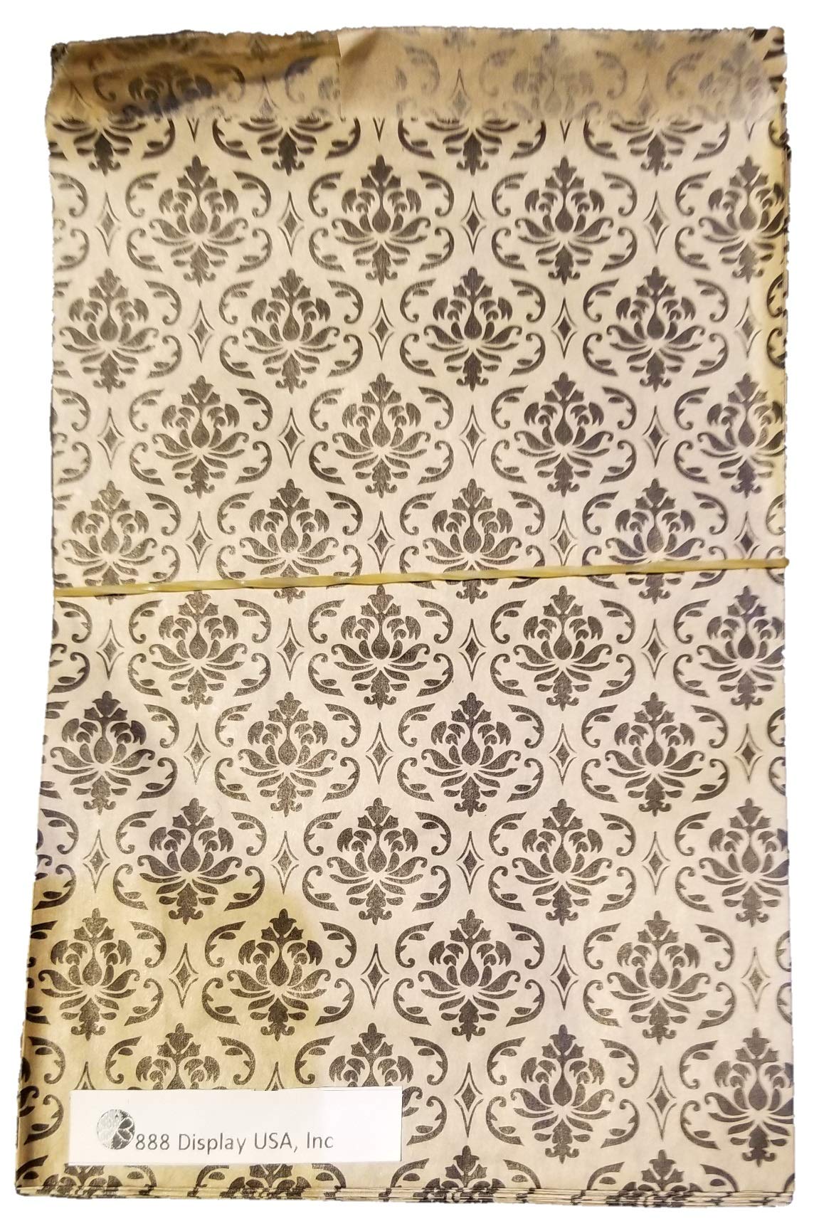 200 pcs Damask Paper Gift Bags Shopping Sales Tote Bags Brown with Black Damask Design (8 1/2" x 11") by 888 Display USA