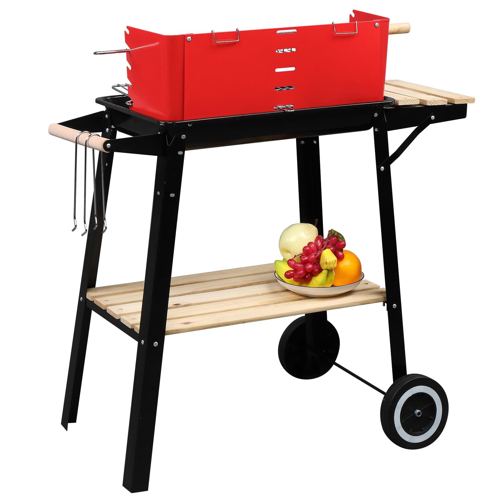 Charcoal Grill Outdoor With Side Tables, Barbecue Grill Backyard Griller Party Bbq Picnic Patio Cooking Charcoal Bbq for Wedding Gift 33.46"L x 16.54"W x33.86"H
