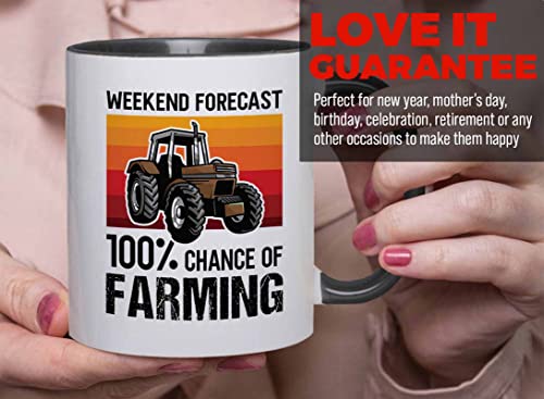Bubble Hugs Farmer Birthday Two Tone Black Edition Coffee Mug 11oz - Forecast Farming - Dry Farming Farm ranch Market Garden Agricultural Seed Drill Acre Hay Tractor Farmer Crops