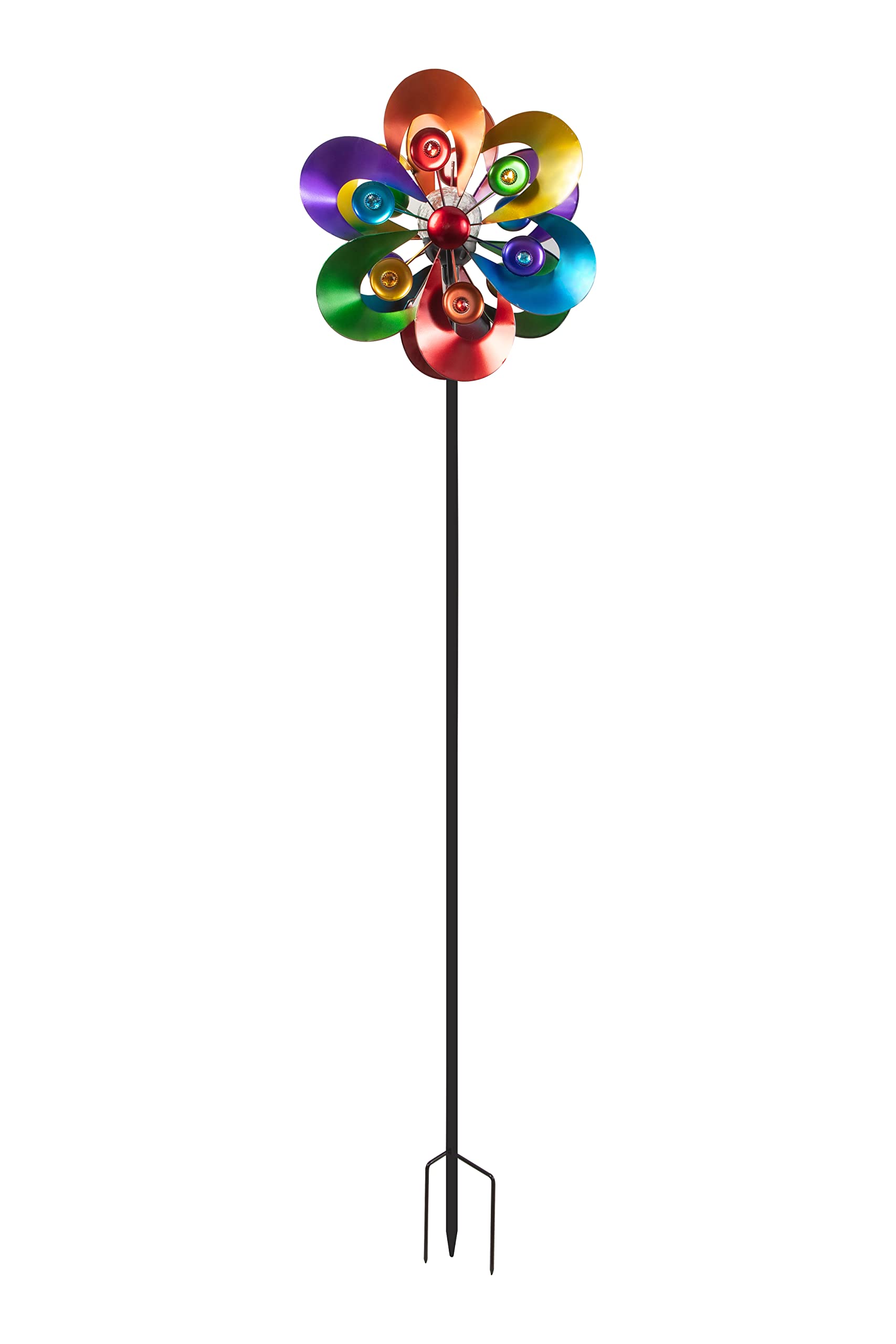 Foooqu Wind Spinner 15 inch Dia 64 inch Peacock Wind Outdoor Metal Garden Lawn Yard Patio Decoration Weather Vane for Garden