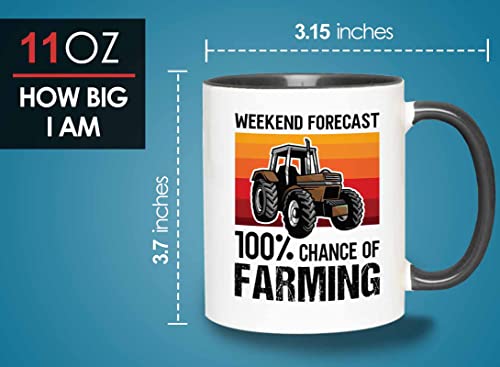Bubble Hugs Farmer Birthday Two Tone Black Edition Coffee Mug 11oz - Forecast Farming - Dry Farming Farm ranch Market Garden Agricultural Seed Drill Acre Hay Tractor Farmer Crops