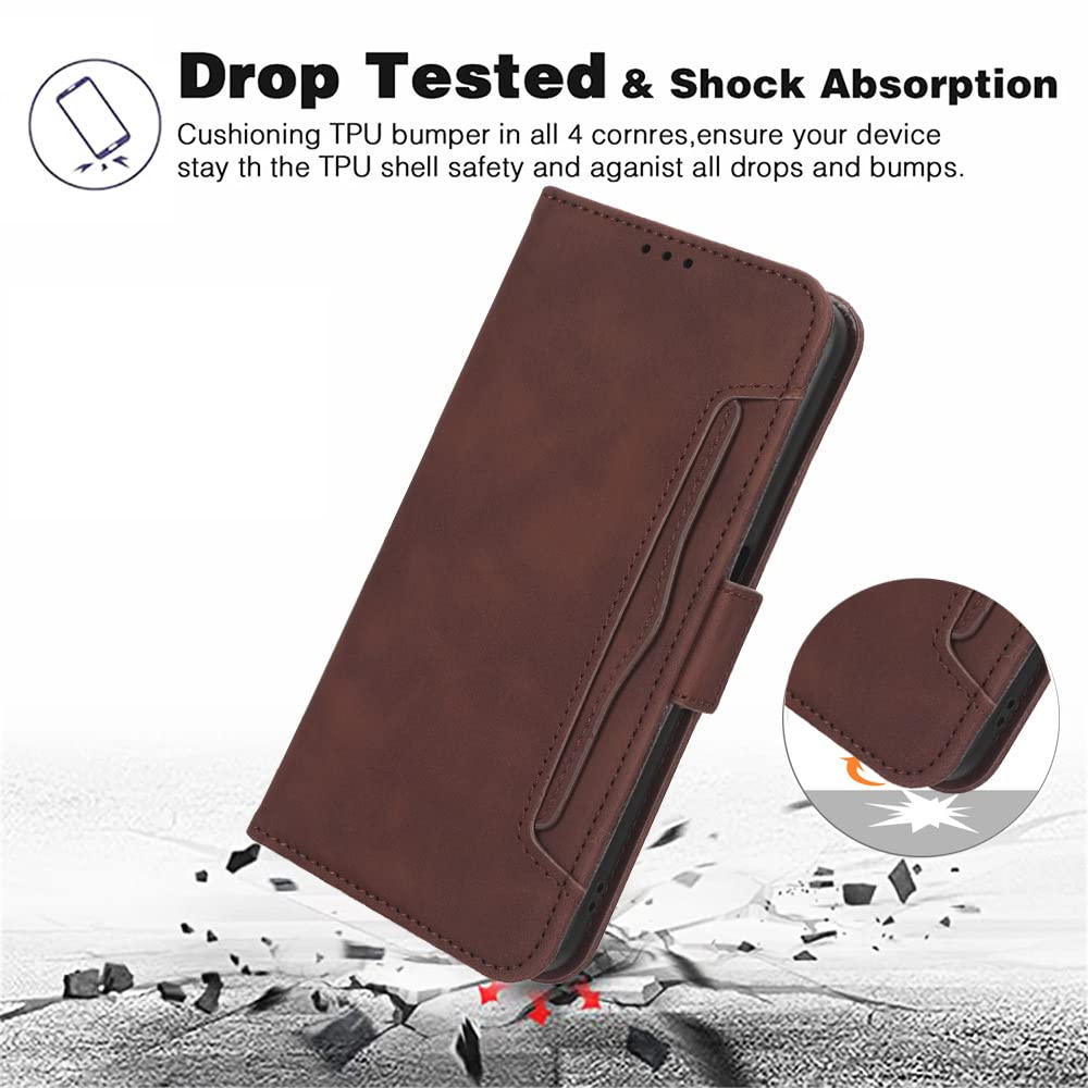 Compatible with Sony Xperia 1 III Case,PU Leather Kickstand Card Holders Compatible with Sony Xperia 1 III Flip Magnetic Closure Protection Phone Wallet Cover Brown